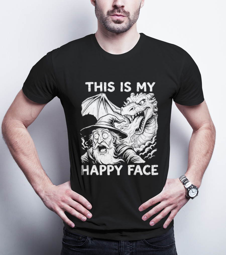 This Is My Happy Face Dungeon Master Dragon Wizard Expression T-Shirt