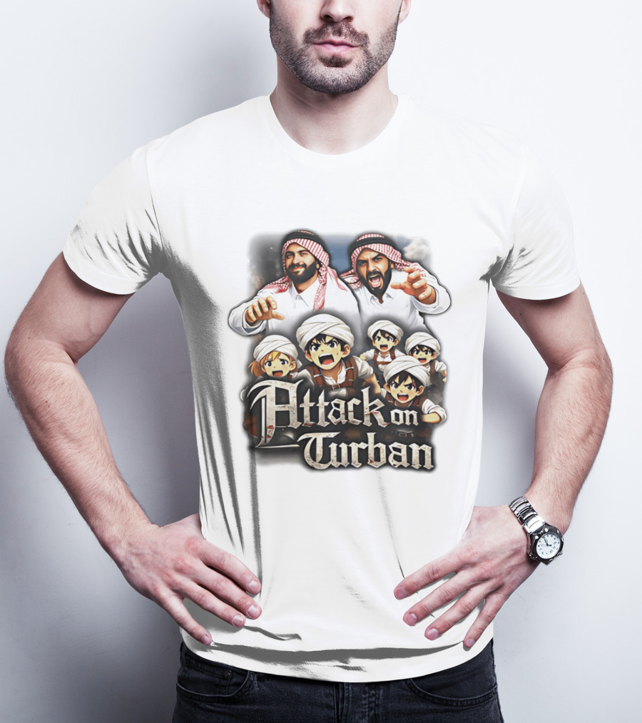 Attack On Turban Anime Characters And Traditional Attire T-Shirt