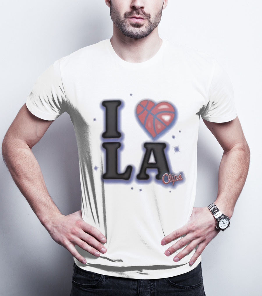 I Love LA Los Angeles Clippers Basketball Heart Logo Clips T-Shirt