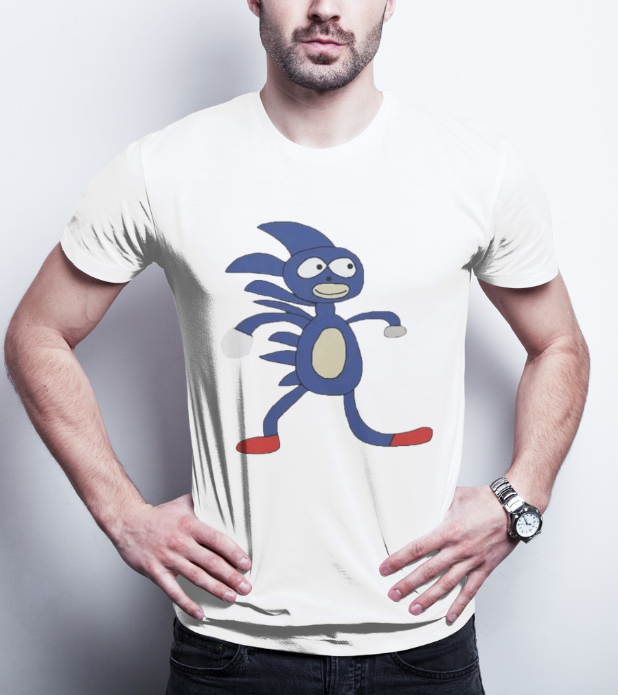 Sanic Meme Blue Hedgehog Parody Drawing T-Shirt