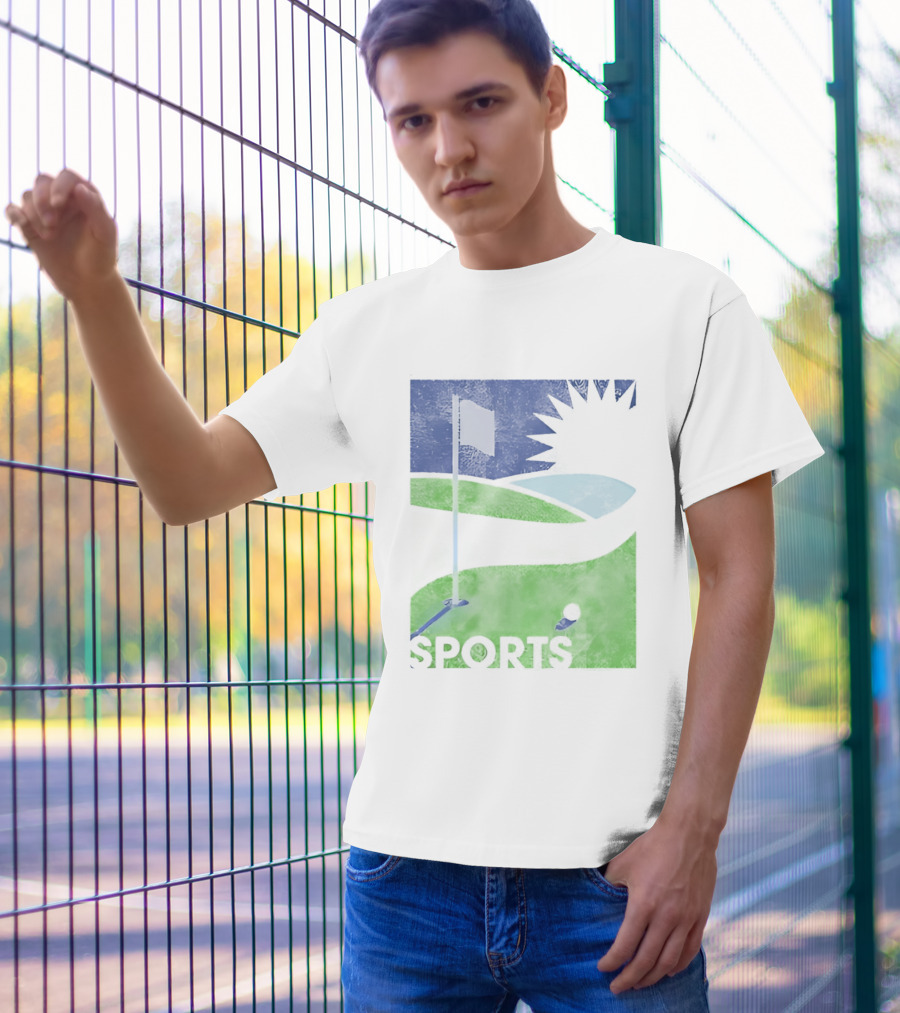 Golf Course Scenery Sports Landscape Sun Flag Ball T-Shirt