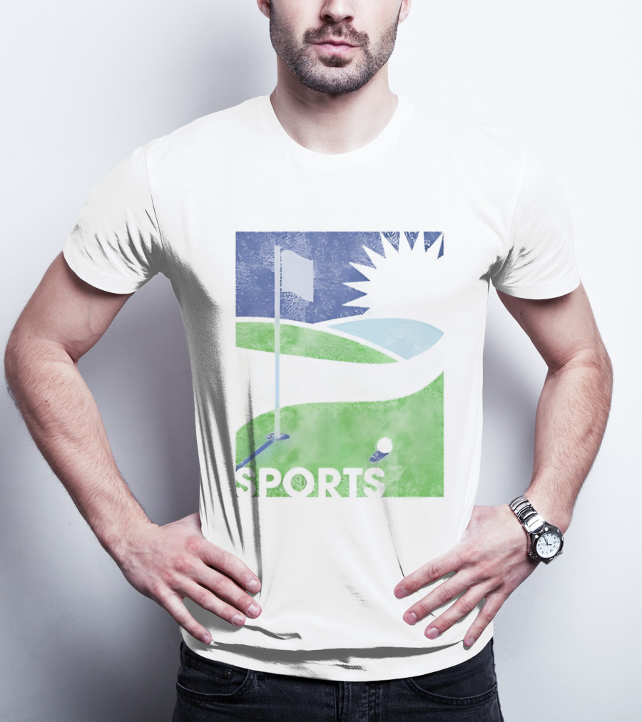 Golf Course Scenery Sports Landscape Sun Flag Ball T-Shirt