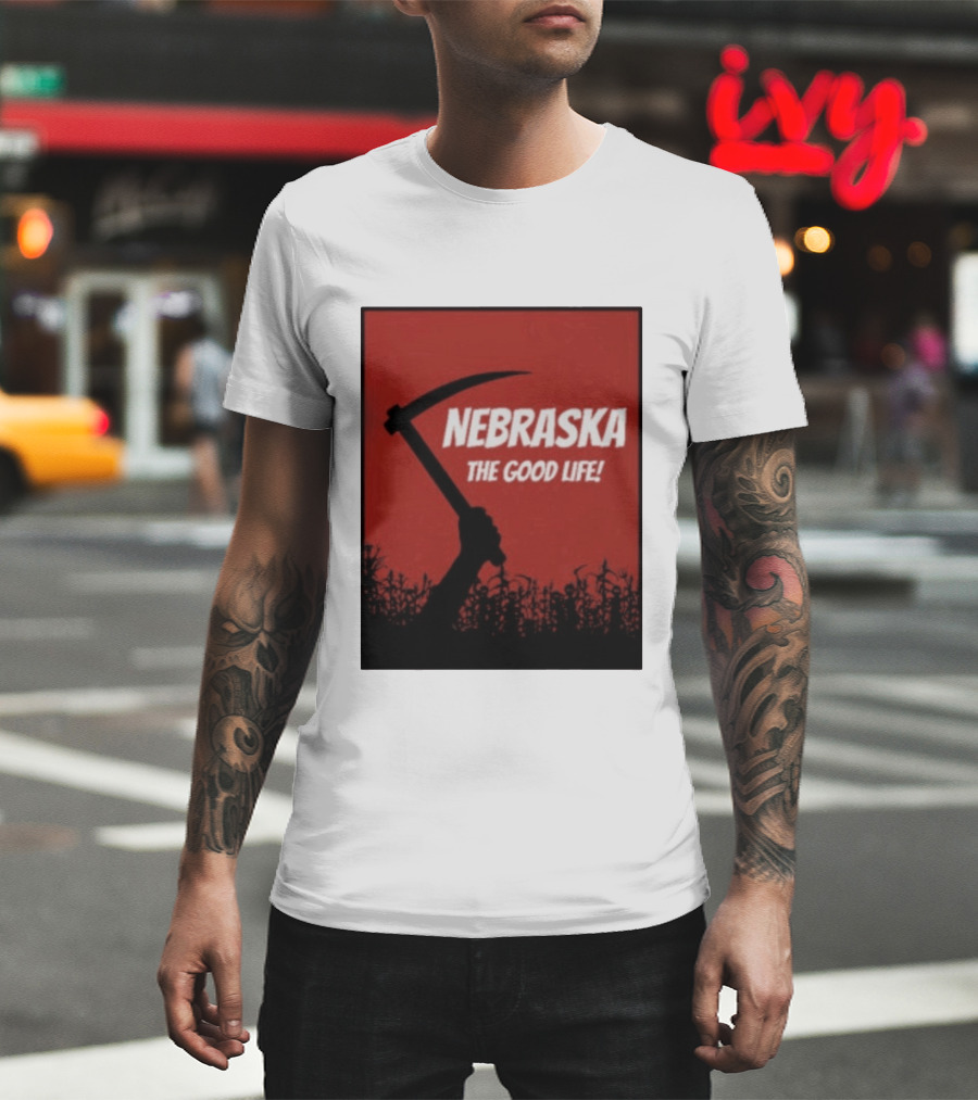 Nebraska The Good Life Hand With Sickle And Crop T-Shirt