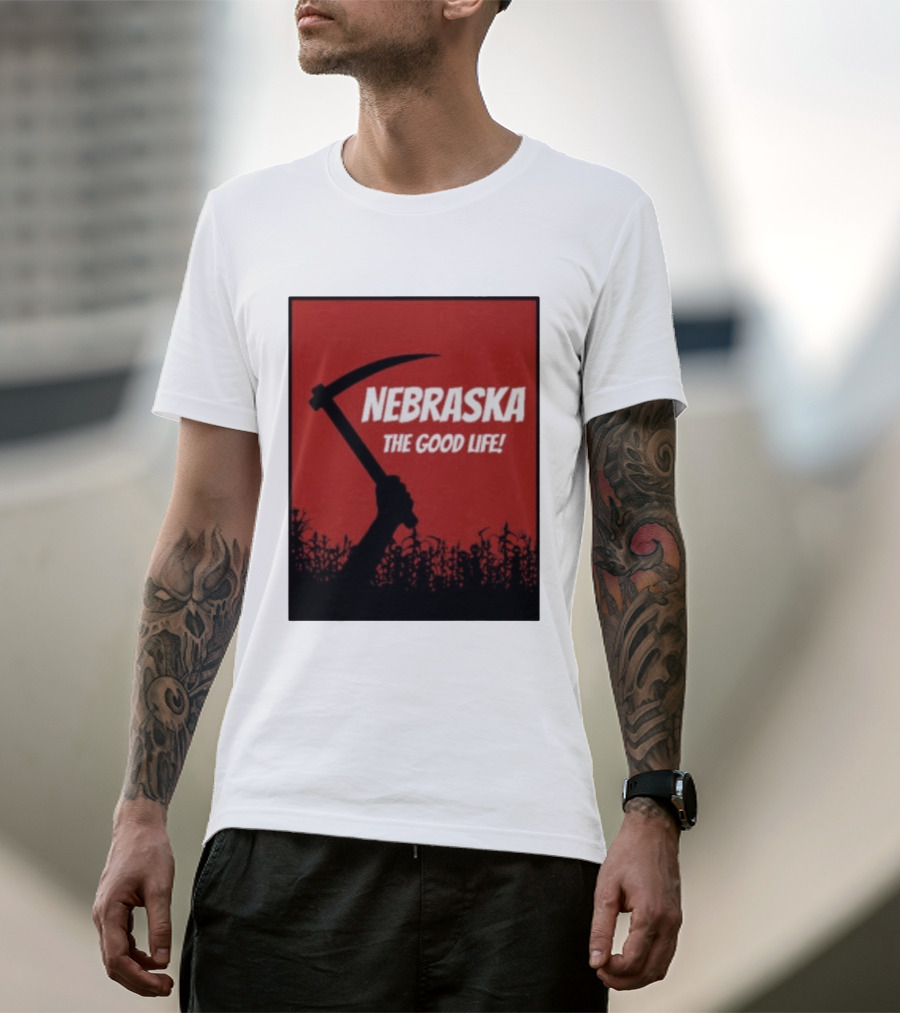 Nebraska The Good Life Hand With Sickle And Crop T-Shirt