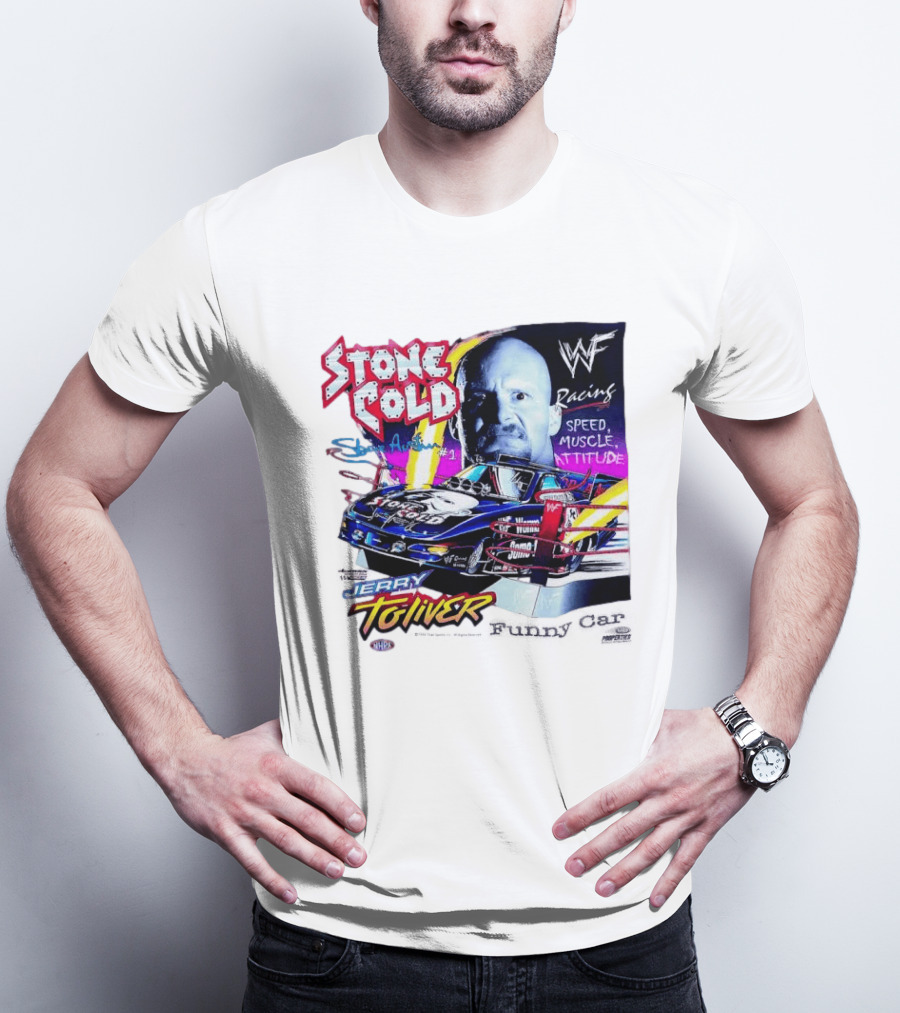 Stone Cold Steve Austin WWF Racing Jerry Toliver Speed Muscle Attitude T-Shirt