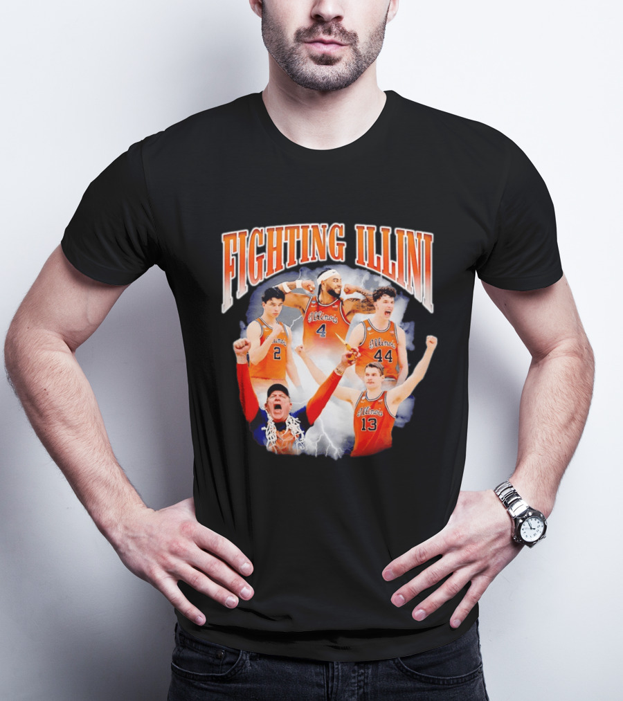 Fighting Illini Brad Underwood Illinois Basketball Team Players T-Shirt