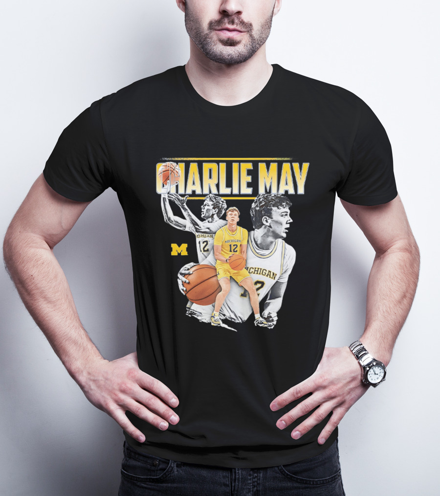Charlie May Michigan Basketball NCAA Number 12 Collage T-Shirt