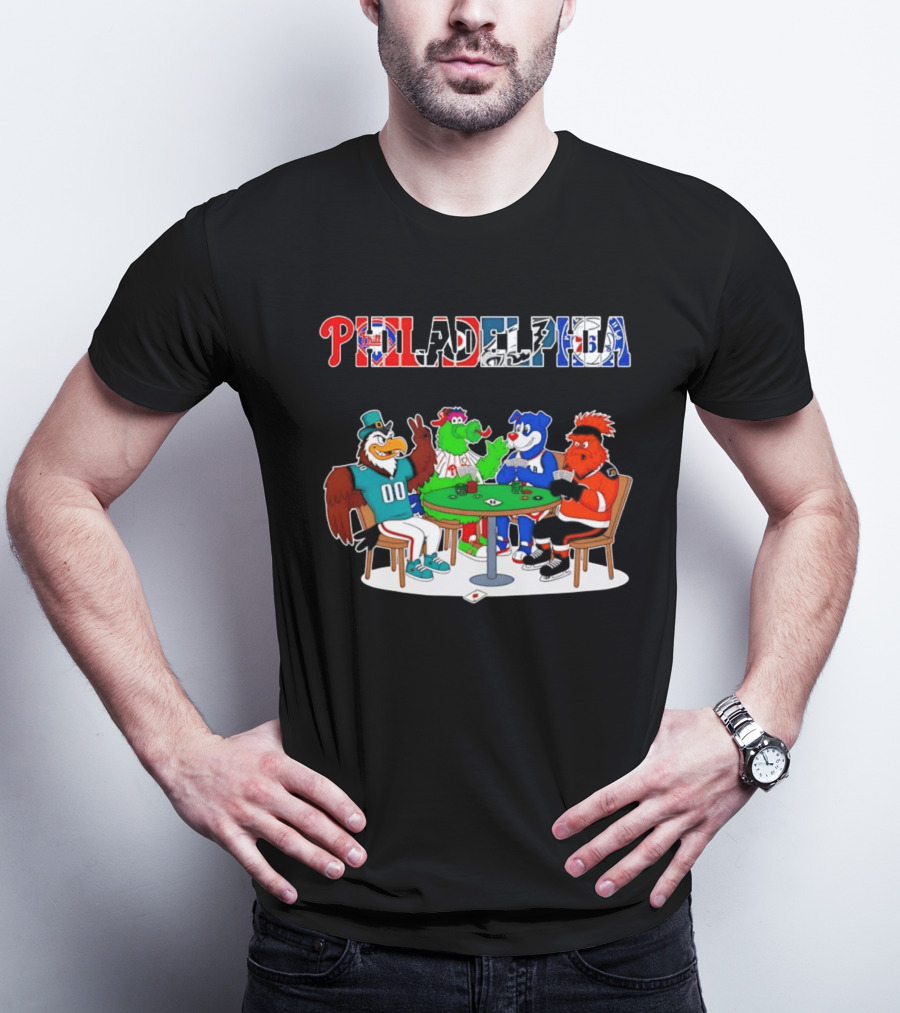 Philadelphia Mascots Playing Poker Cards T-Shirt