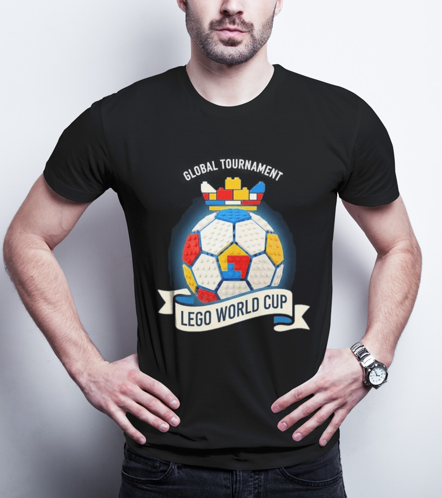Global Tournament Lego World Cup Soccer Ball Block Crown T-Shirt