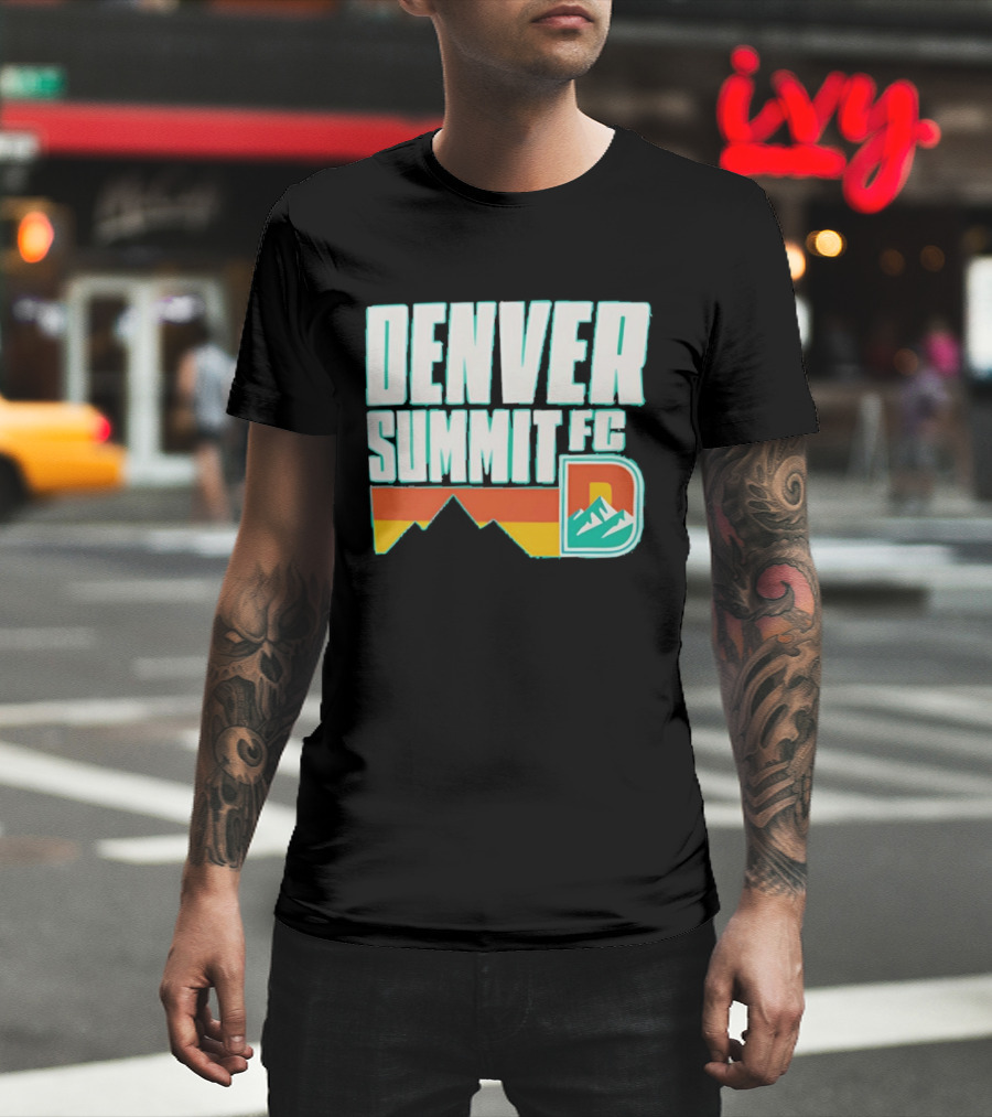 Denver Summit FC Mountains D Emblem Olive Wordmark T-Shirt