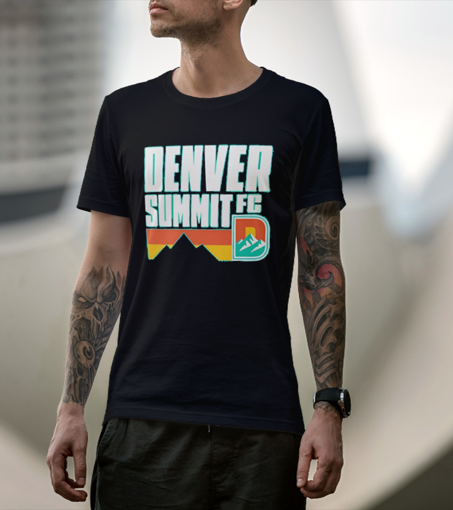 Denver Summit FC Mountains D Emblem Olive Wordmark T-Shirt