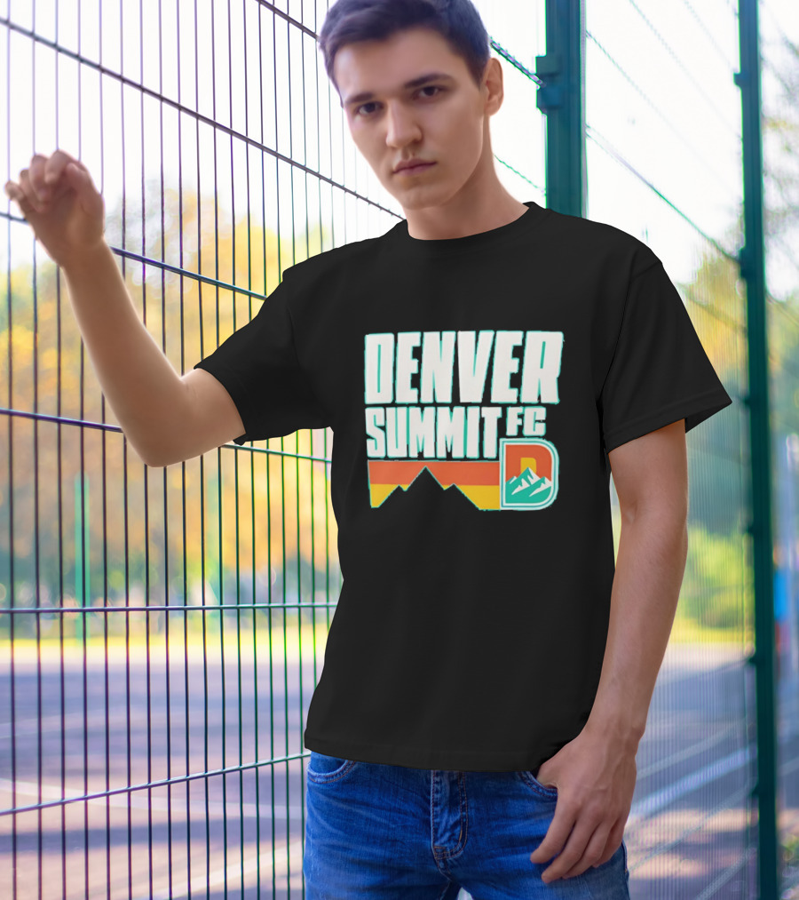 Denver Summit FC Mountains D Emblem Olive Wordmark T-Shirt