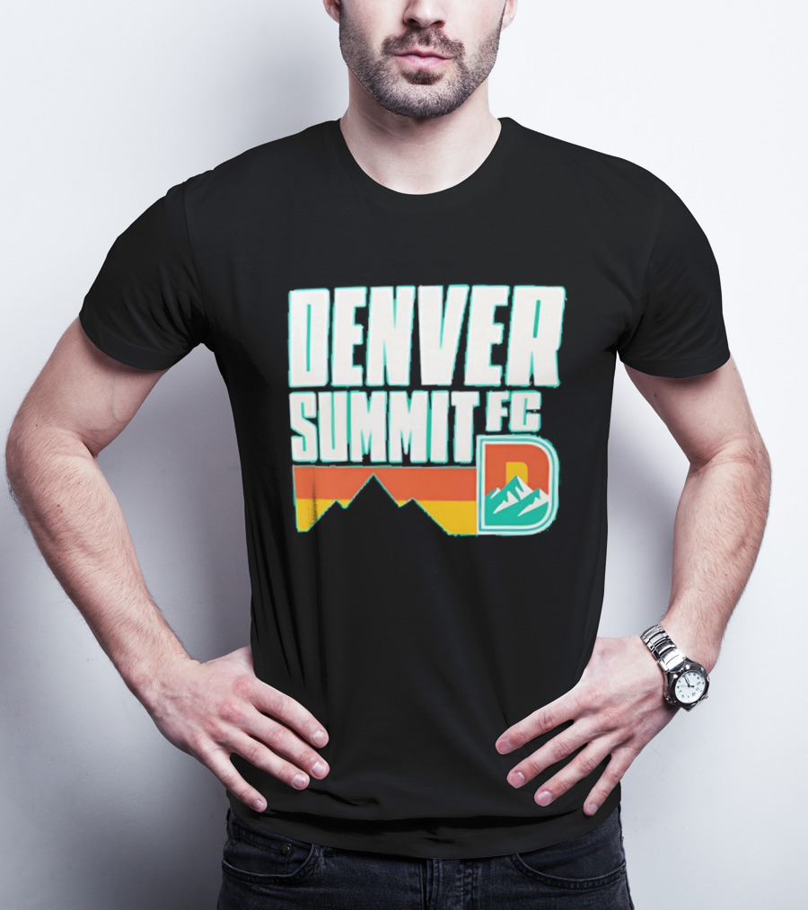 Denver Summit FC Mountains D Emblem Olive Wordmark T-Shirt