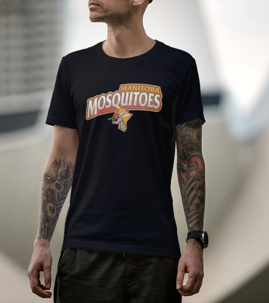 Manitoba Mosquitoes Cartoon Insect With Helmet T-Shirt