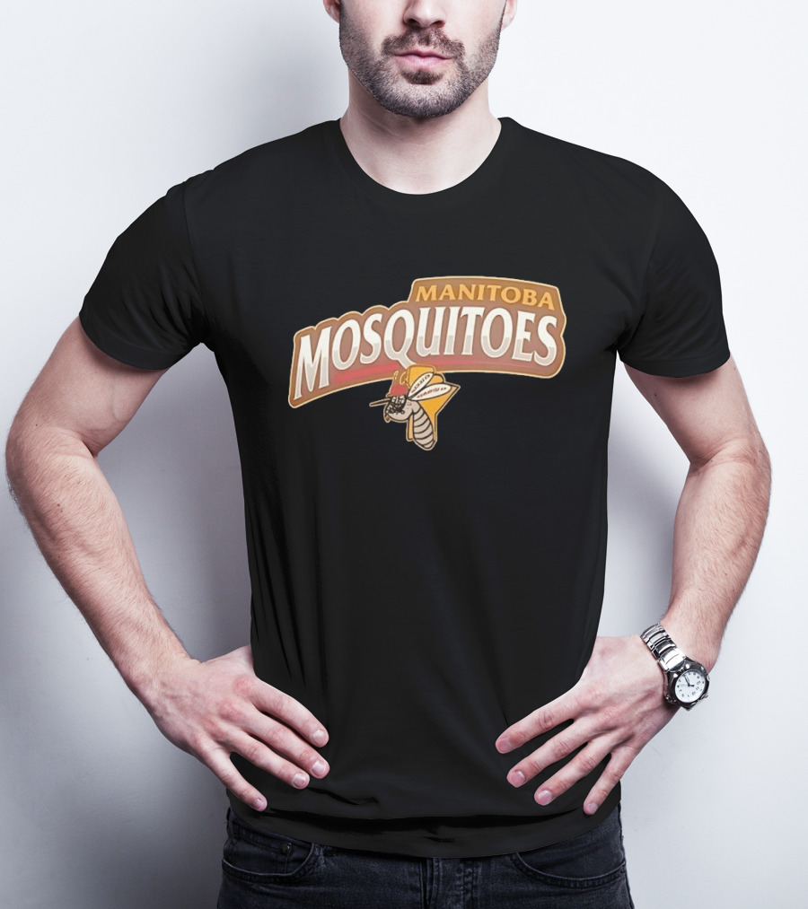 Manitoba Mosquitoes Cartoon Insect With Helmet T-Shirt