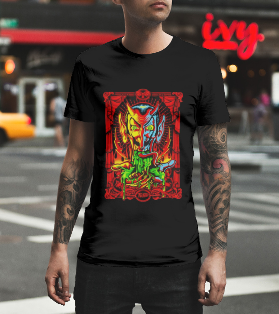 Satan's Puke Black Devil Evil Clown Neon Horror T-Shirt
