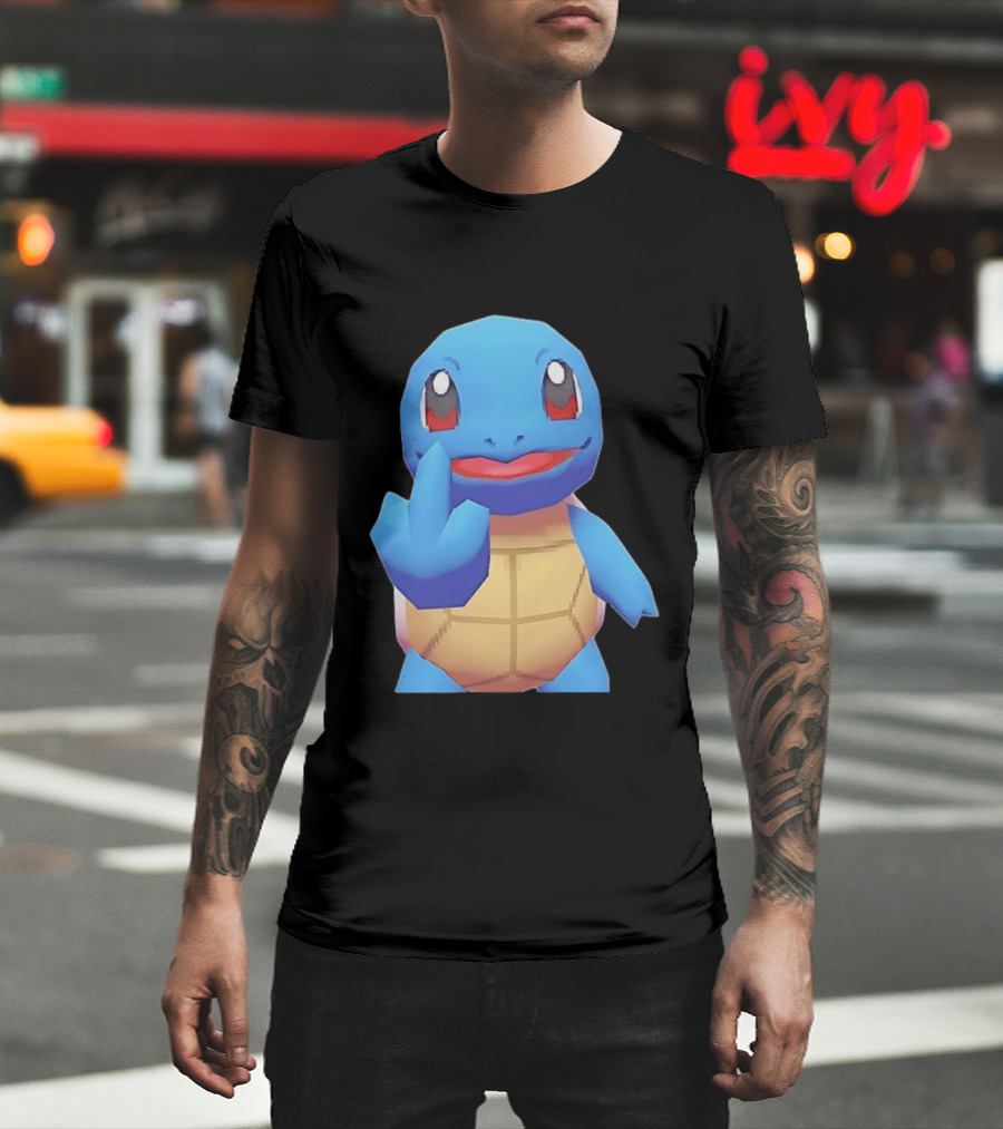 Squirtle Pokémon Gesture Middle Finger Playful Attitude T-Shirt