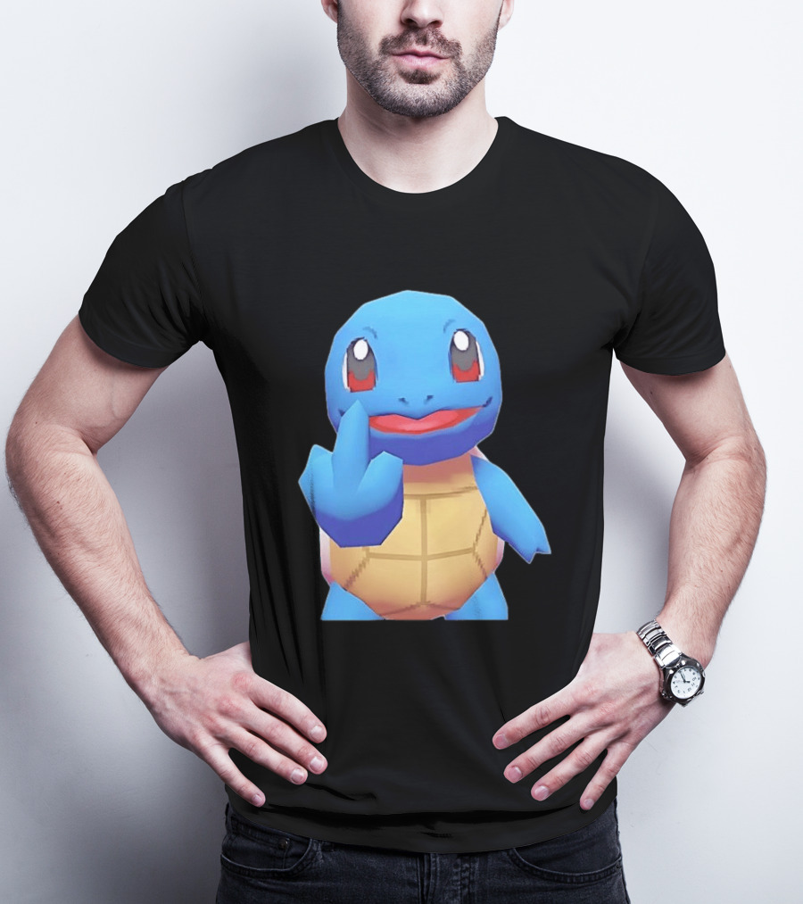 Squirtle Pokémon Gesture Middle Finger Playful Attitude T-Shirt