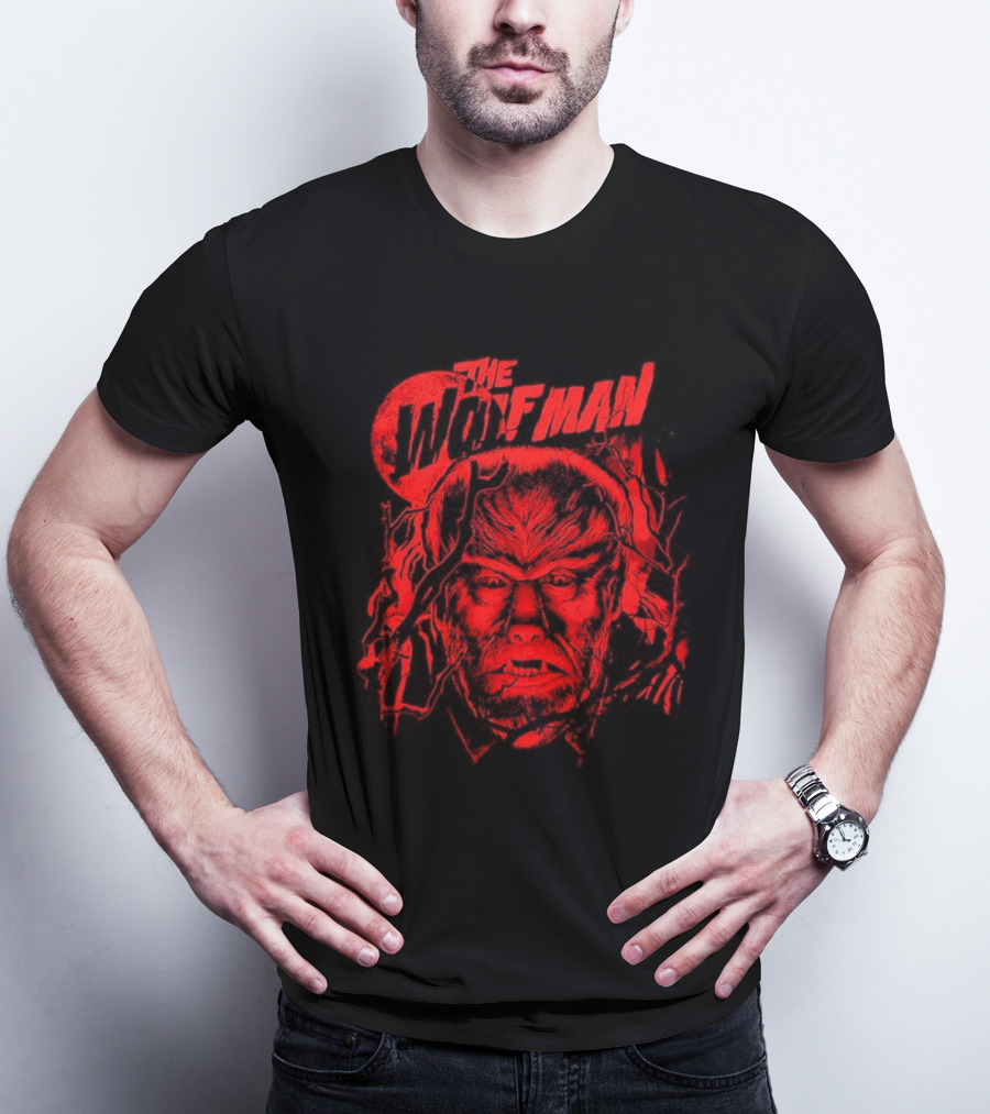 The Wolfman Under Moon Halloween Classic Monster Face T-Shirt