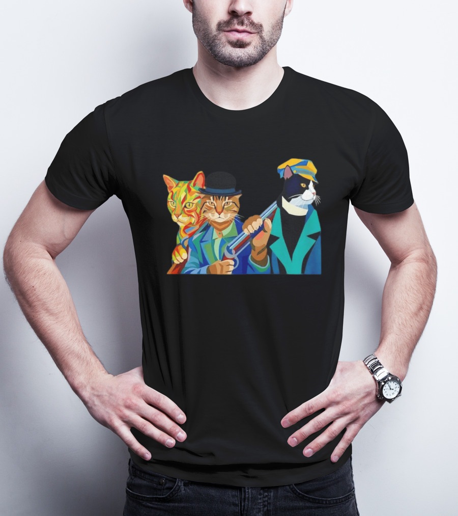 Three Cats Jazz Band Colorful Feline Musicians With Suits And Instruments T-Shirt