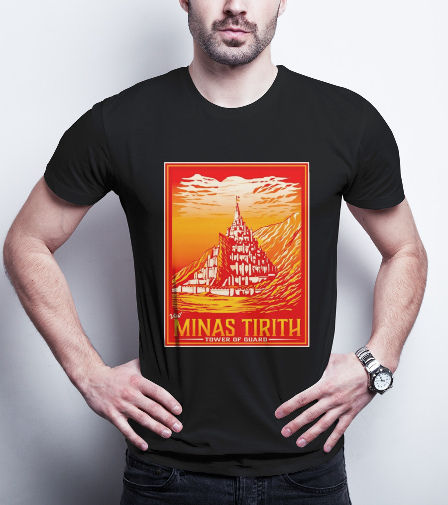 Visit Minas Tirith Tower Of Guard Fantasy Travel Middle Earth T-Shirt