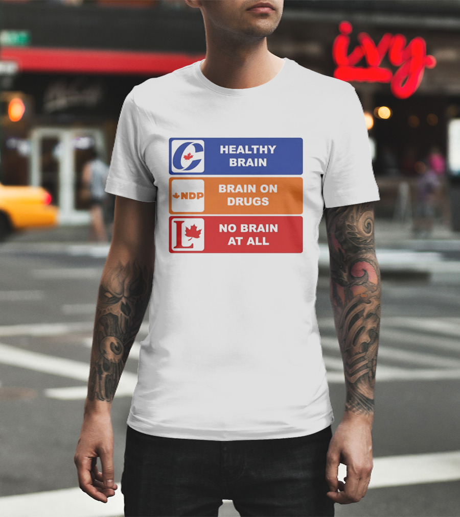 Healthy Brain Brain On Drugs No Brain At All Political Labels T-Shirt