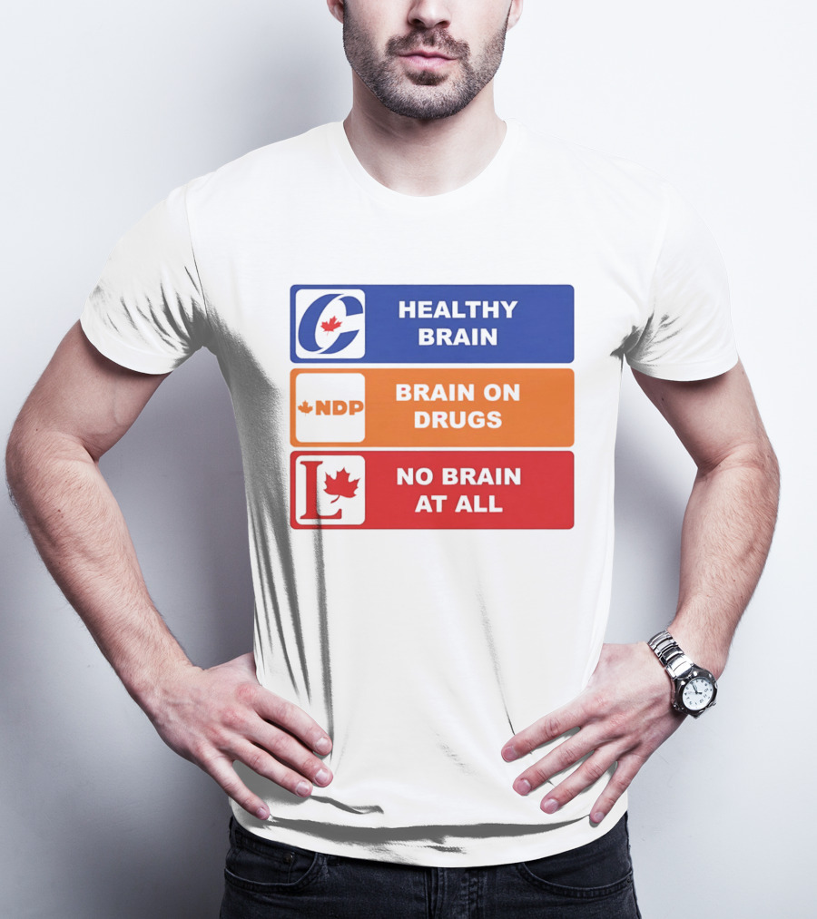 Healthy Brain Brain On Drugs No Brain At All Political Labels T-Shirt