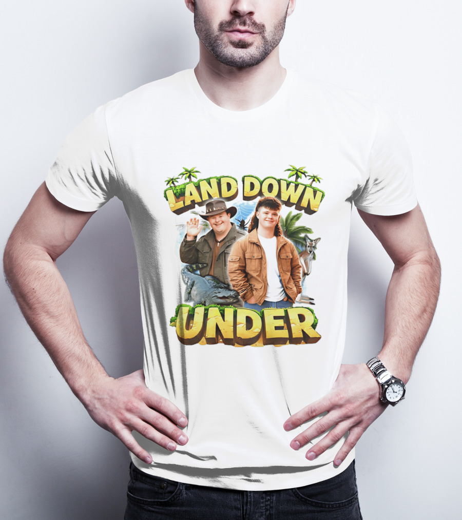 Land Down Under Crocodile And Kangaroo Theme Australia T-Shirt