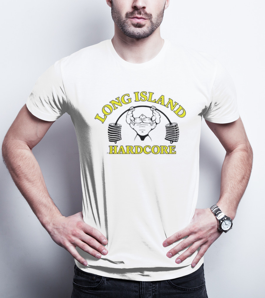 Long Island Hardcore Weightlifting Skull Motif T-Shirt
