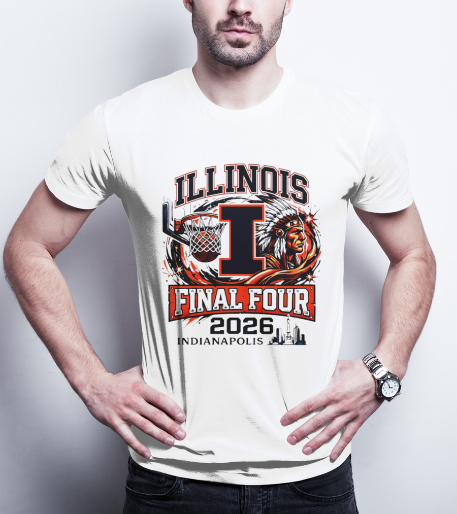 Illinois Basketball Final Four 2026 Indianapolis I Logo And Native American T-Shirt