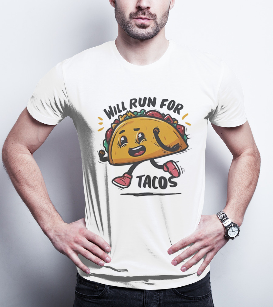 Will Run For Tacos Funny Running Taco Lover T-Shirt