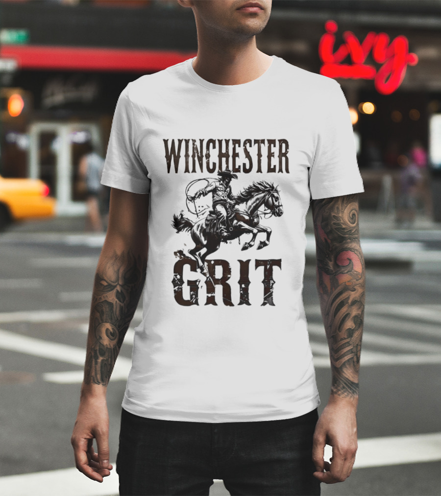 Winchester Grit Cowboys Horses Western Rider T-Shirt