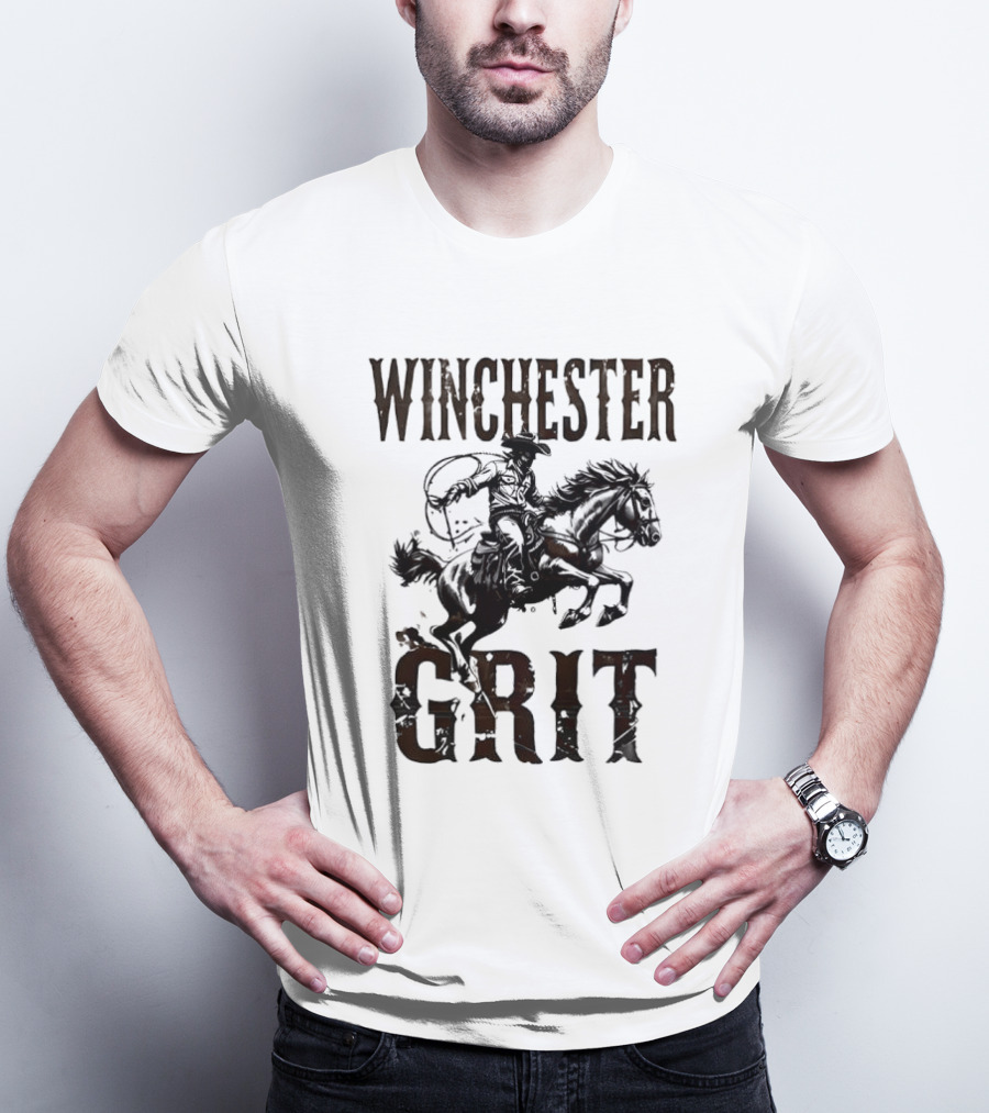 Winchester Grit Cowboys Horses Western Rider T-Shirt