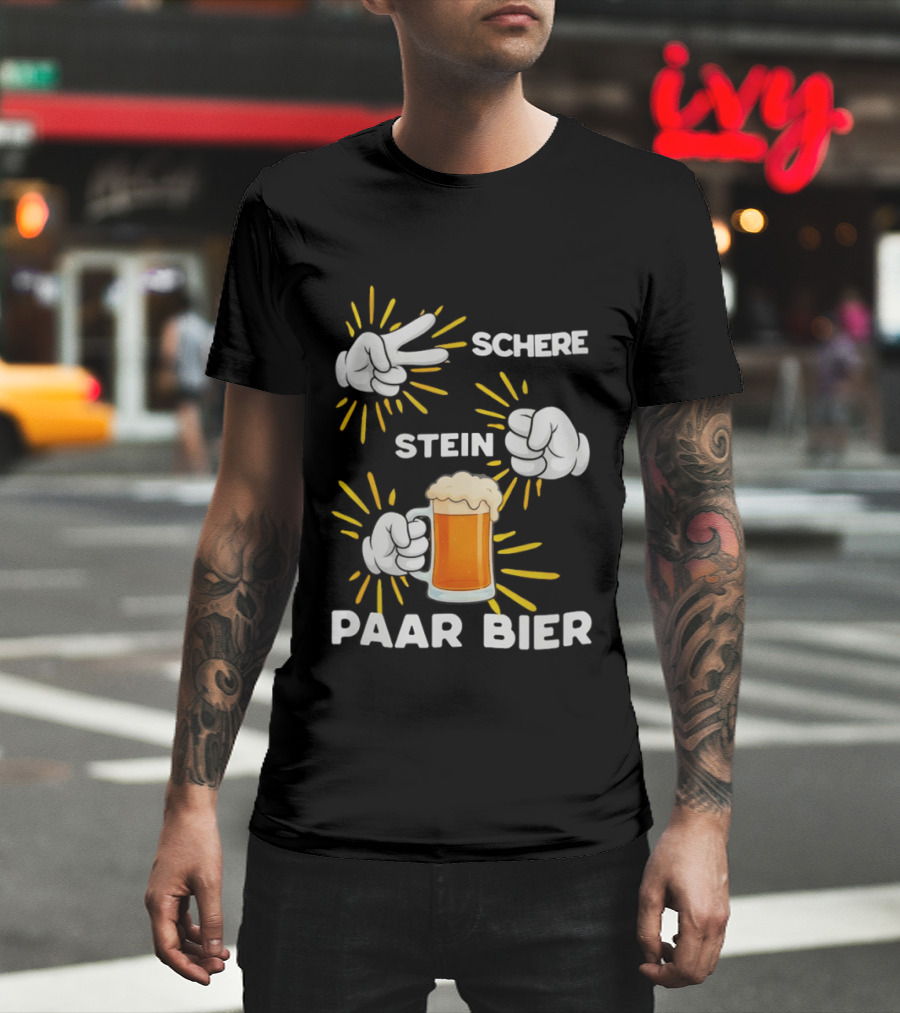 Bachelor Party Schere Stein Paar Bier Fun Celebration T-Shirt