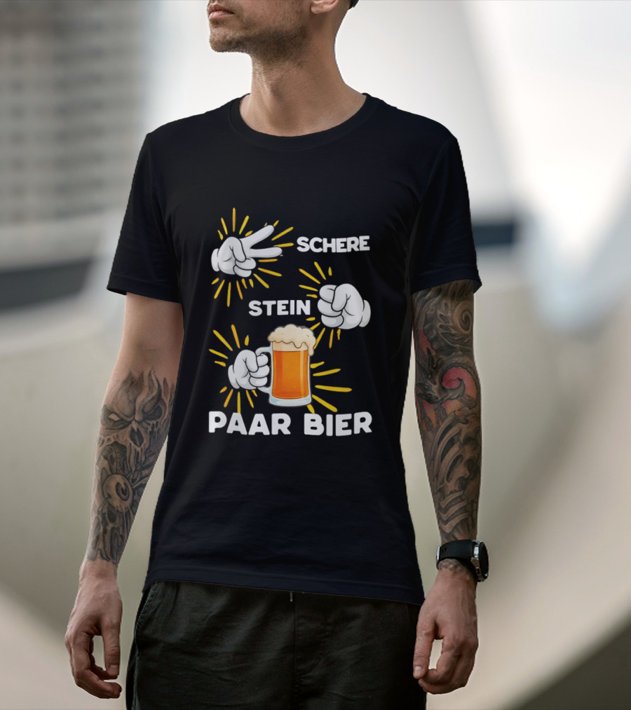 Bachelor Party Schere Stein Paar Bier Fun Celebration T-Shirt