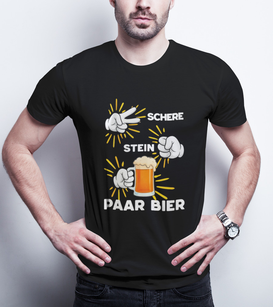 Bachelor Party Schere Stein Paar Bier Fun Celebration T-Shirt