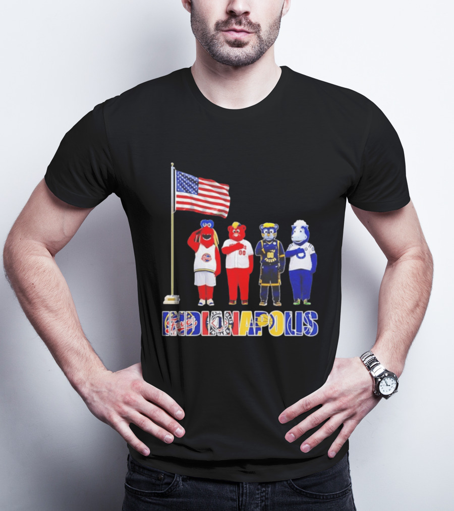 Indiana Fever Indianapolis Mascots Salute Flag With Pacers Colts T-Shirt