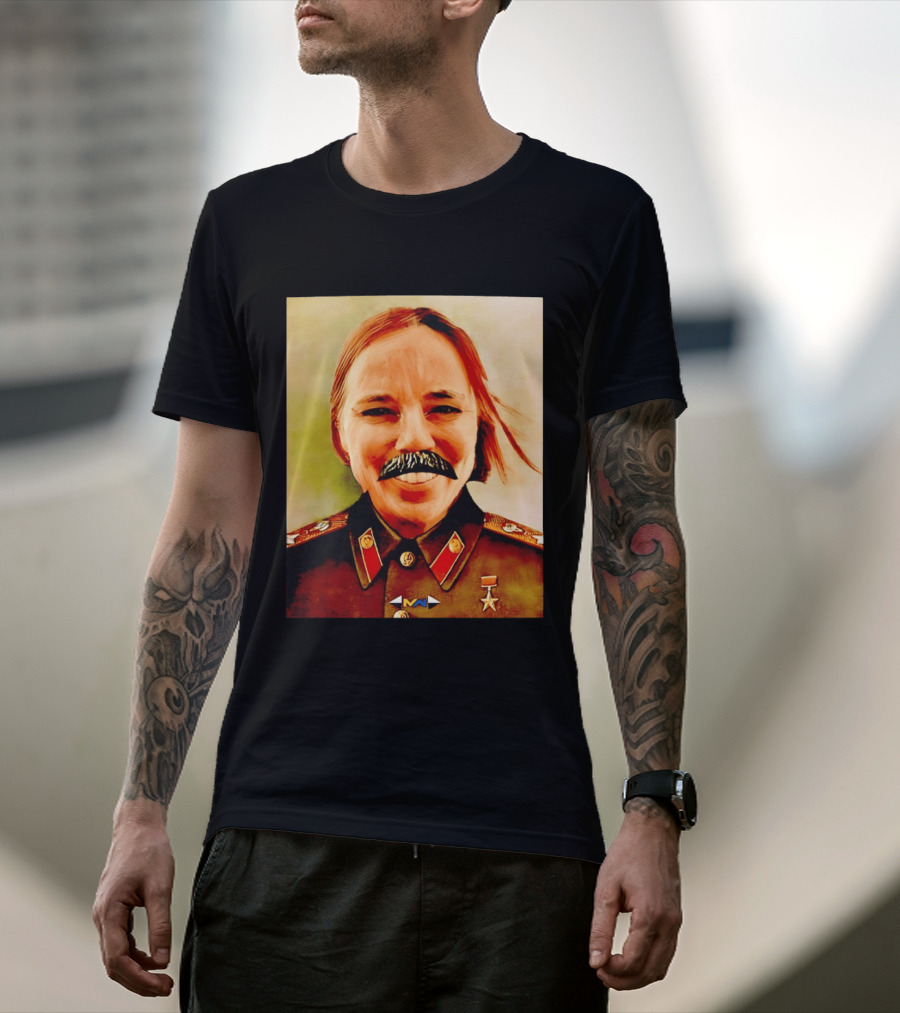 Comrade Bellows Military Portrait Caricature With Mustache T-Shirt