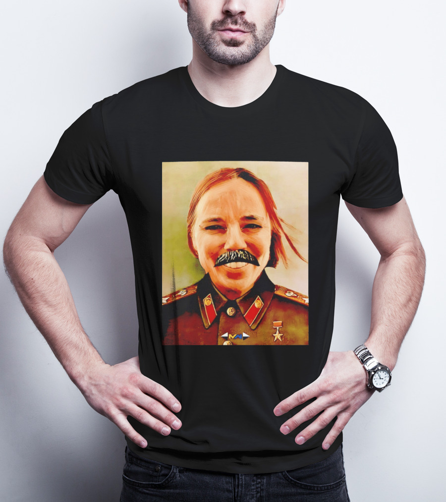 Comrade Bellows Military Portrait Caricature With Mustache T-Shirt