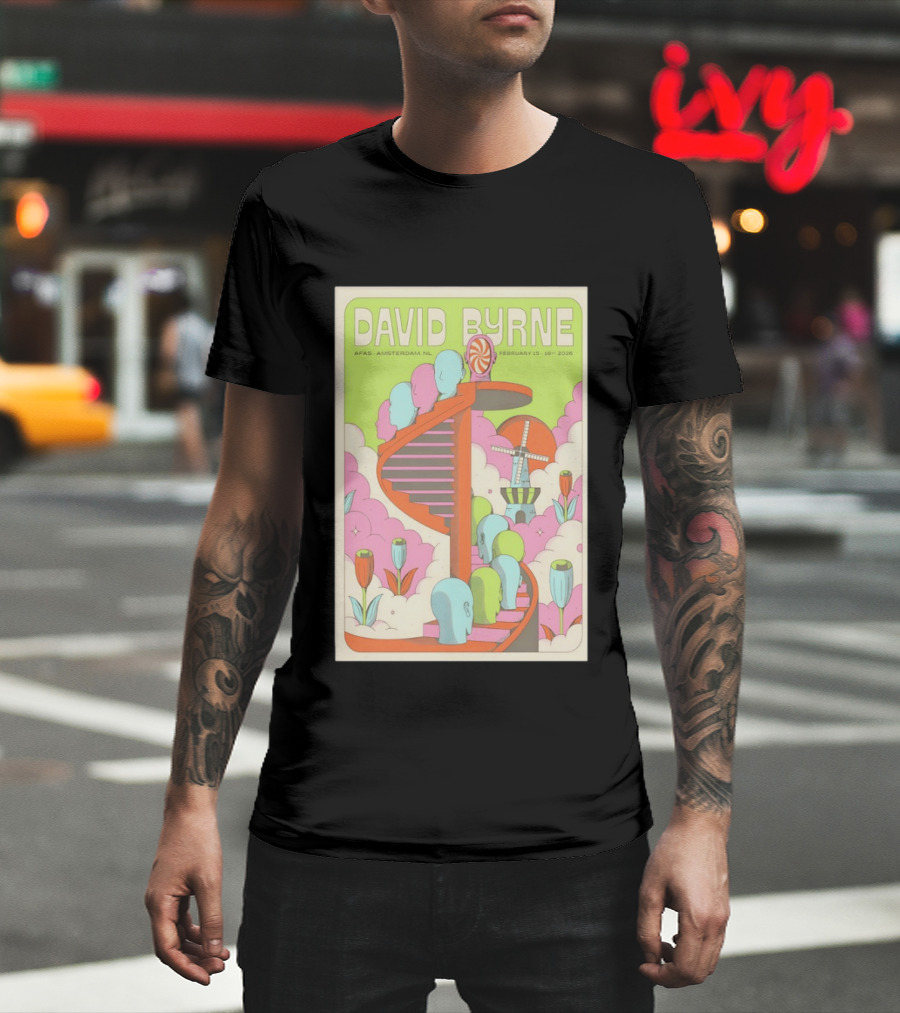 David Byrne Amsterdam Concert February 15 16 2026 Windmill T-Shirt