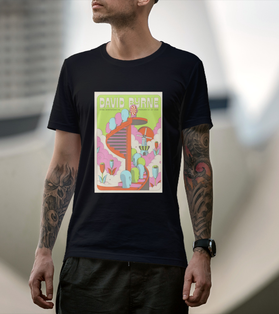 David Byrne Amsterdam Concert February 15 16 2026 Windmill T-Shirt