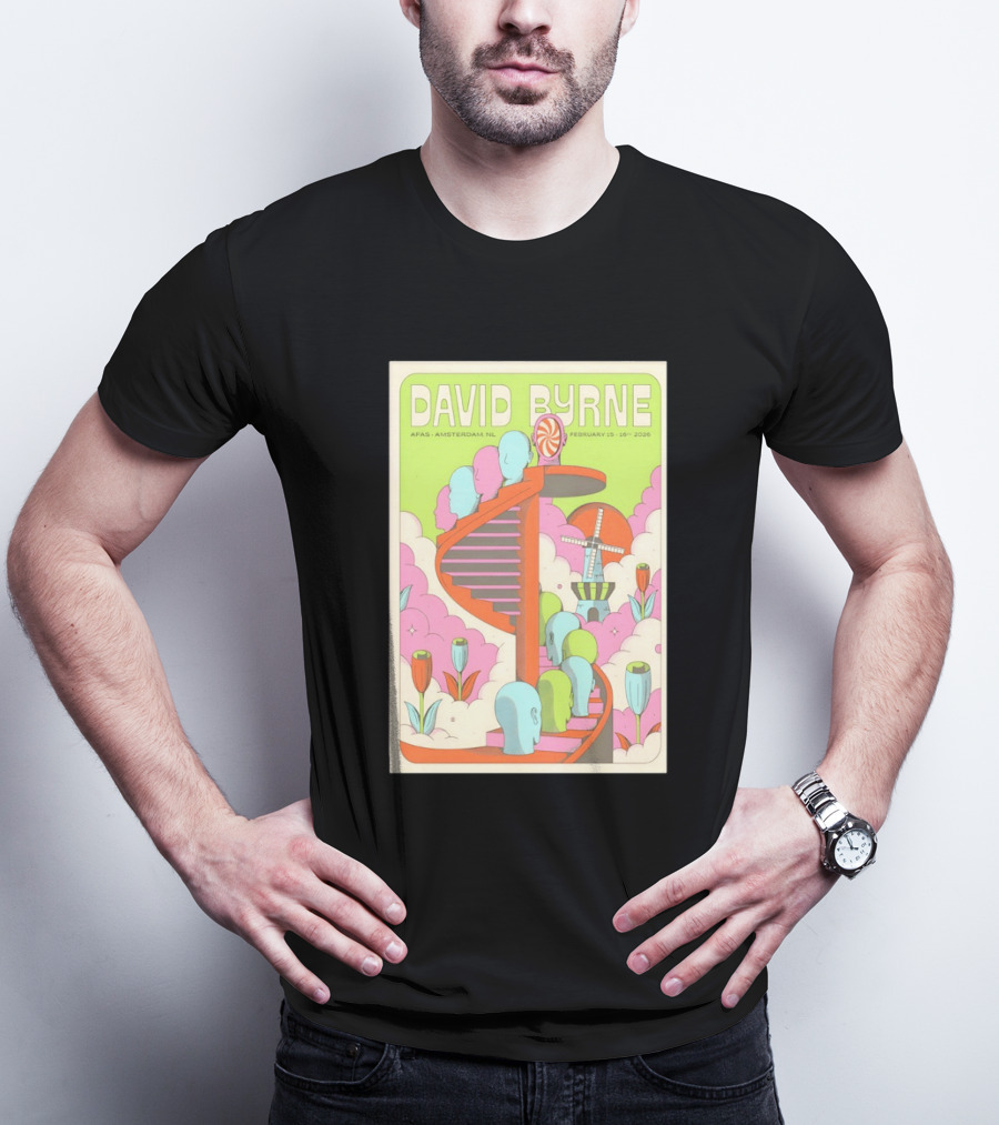 David Byrne Amsterdam Concert February 15 16 2026 Windmill T-Shirt