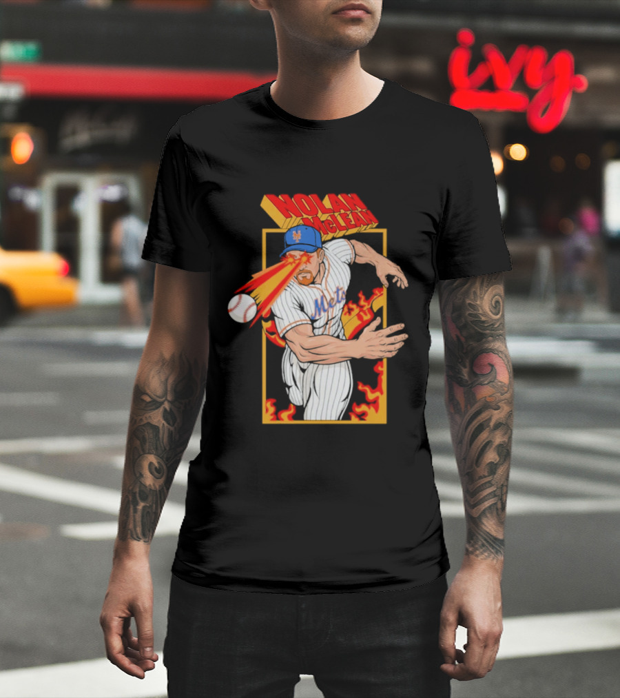 Nolan McLean Laser Beam New York Mets Baseball Action T-Shirt