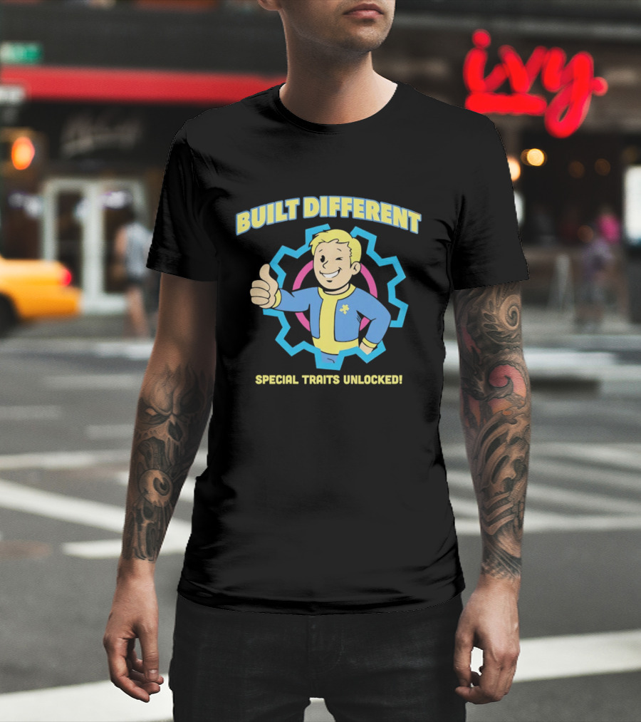 Fallout Built Different Vault Boy Special Traits Unlocked T-Shirt