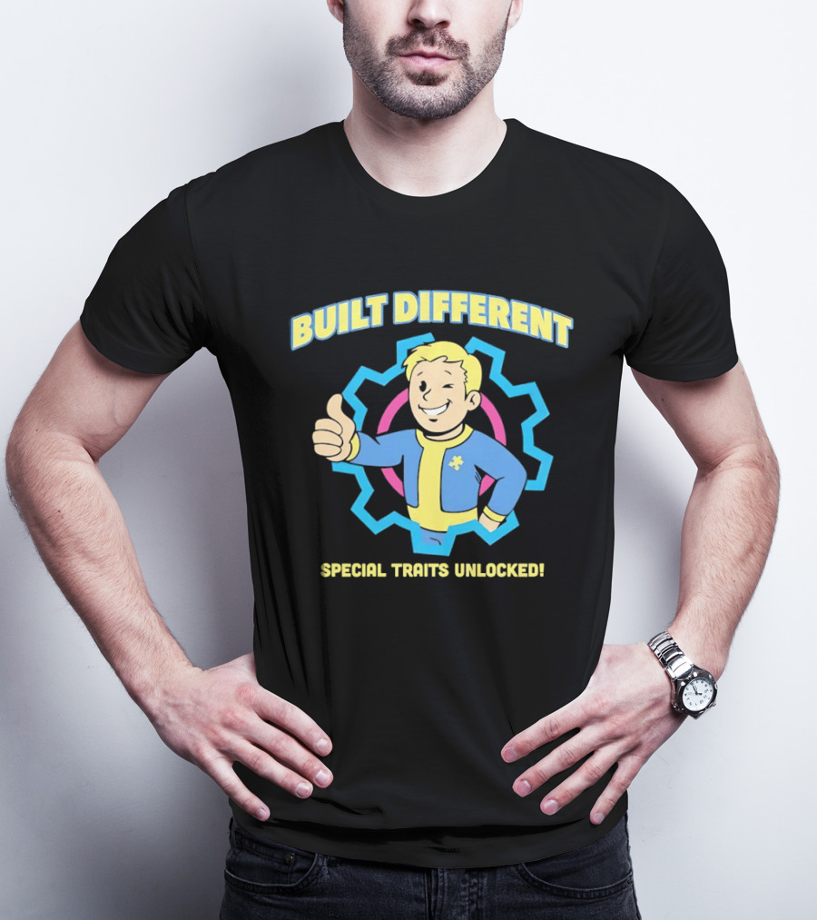 Fallout Built Different Vault Boy Special Traits Unlocked T-Shirt