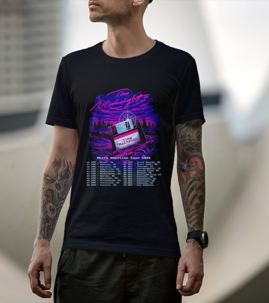 The Midnight Time Machines North American Tour 2026 Retro Floppy Disk T-Shirt