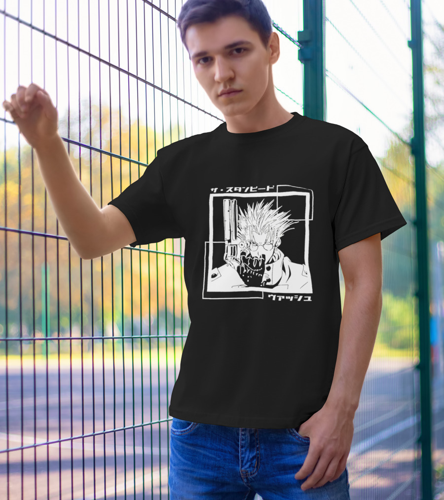 Vash The Stampede Trigun Japanese Typography Stylized T-Shirt