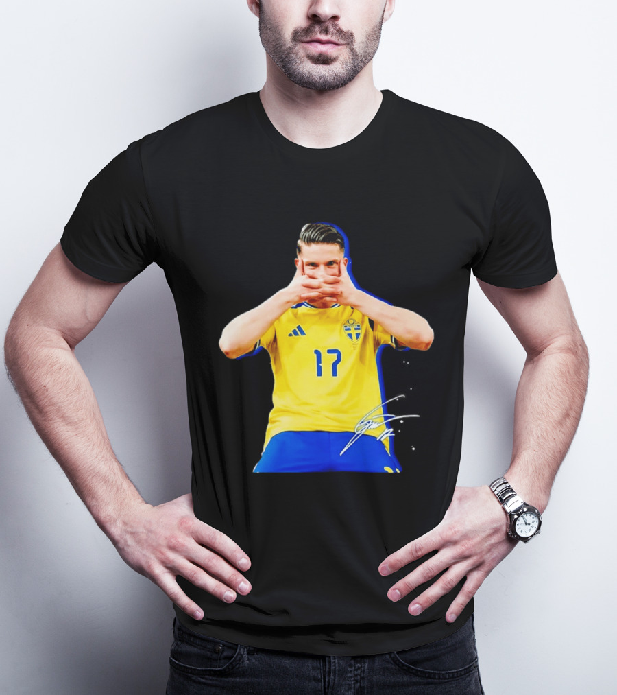 Viktor Gyokeres Sweden Number 17 Signature Gesture T-Shirt