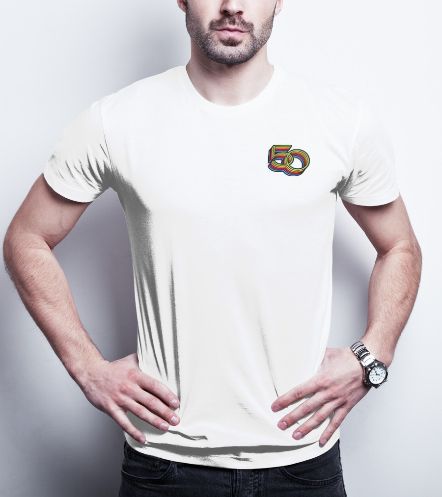 Apple 50 Years Thinking Different Rainbow Logo Celebration T-Shirt