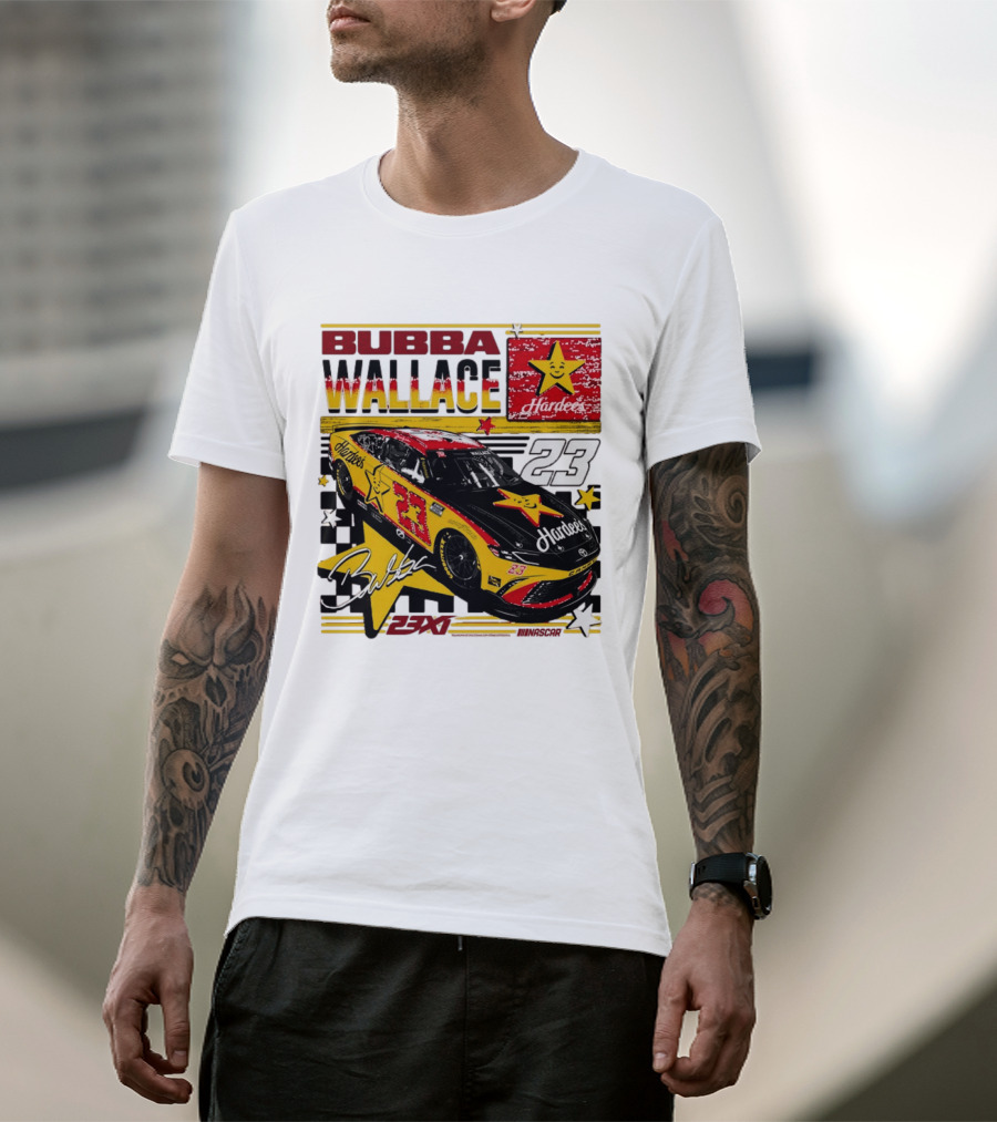 Bubba Wallace 23XI Racing Hardee's Car Number 23 Racing Team T-Shirt